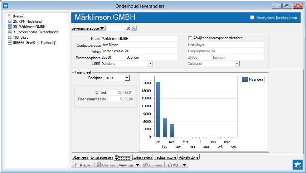Tabblad Financieel leveranciers